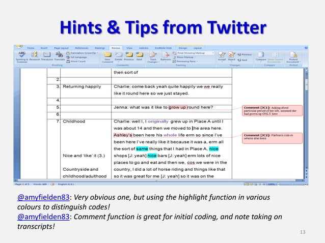 QMiP workshop: Analysing qualitative data using microsoft word | PDF QMiP workshop: Analysing qualitative data using microsoft word | PDF