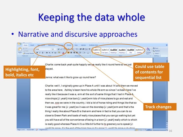 QMiP workshop: Analysing qualitative data using microsoft word | PDF