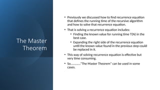 Analysing Recursive Algorithms(Recurrence Equation and Master Theorem).pptx