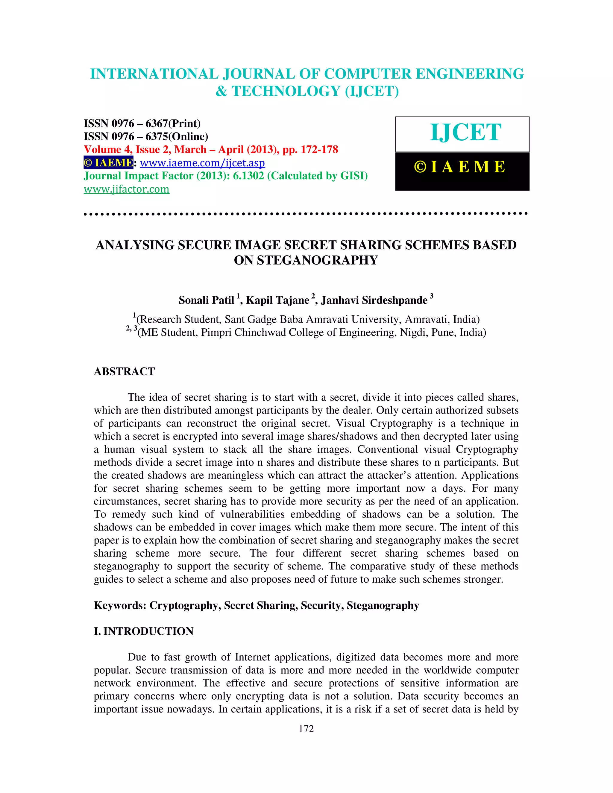 Analysing secure image secret sharing schemes based on steganography | PDF