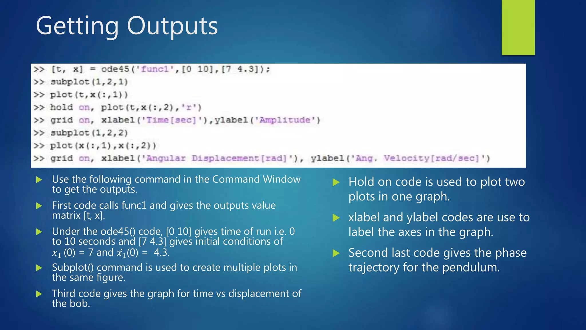 Analysing simple pendulum using matlab | PPTX