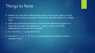 Analysing simple pendulum using matlab | PPTX
