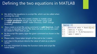 Analysing simple pendulum using matlab | PPTX