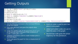 Analysing simple pendulum using matlab | PPTX