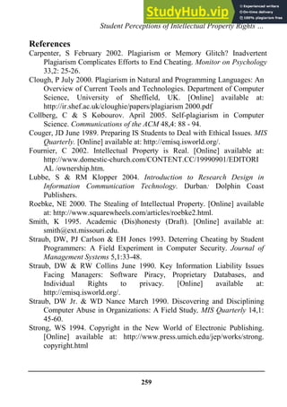 Analysing Student Perceptions Of Intellectual Property Rights In A Self-Plagiarism Framework ...