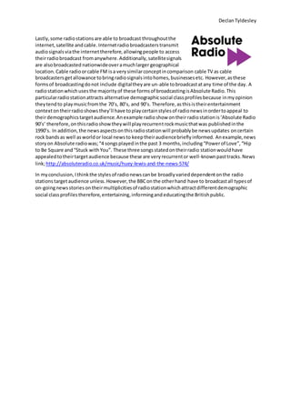 Analysing Styles of Radio News | DOCX | College Radio | Music