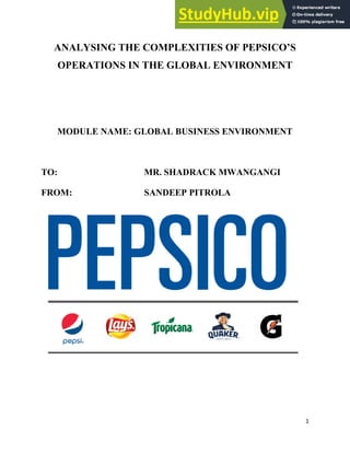 ANALYSING THE COMPLEXITIES OF PEPSICO S OPERATIONS IN THE GLOBAL ...