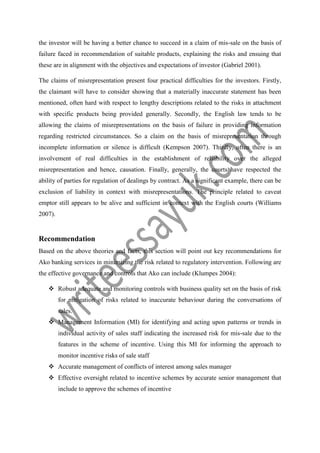 Analysing the issue of mis selling of financial products in the uk ...