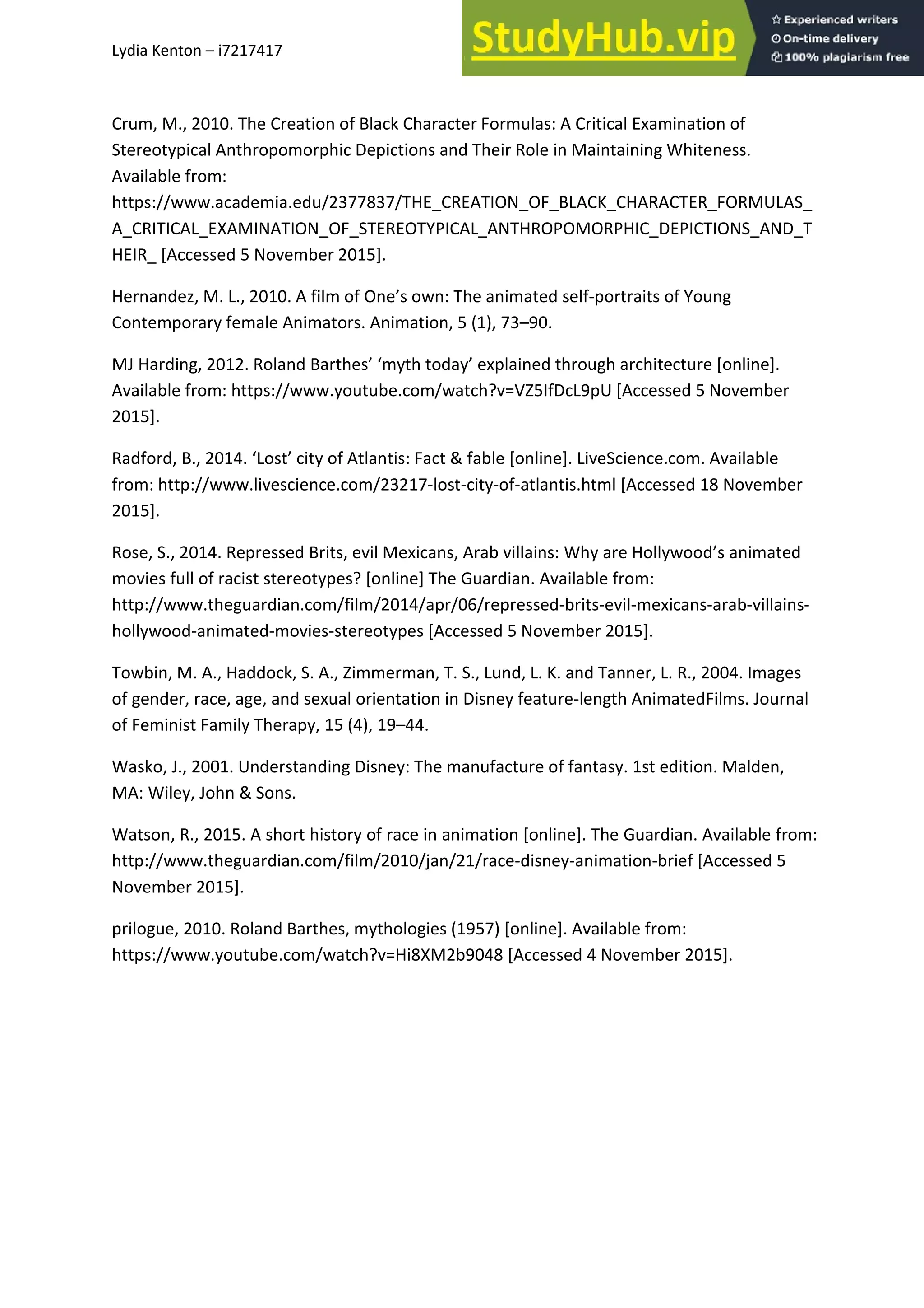 Analysing Walt Disney S Atlantis The Lost Empire In Relation To Barthes Discussion On ...