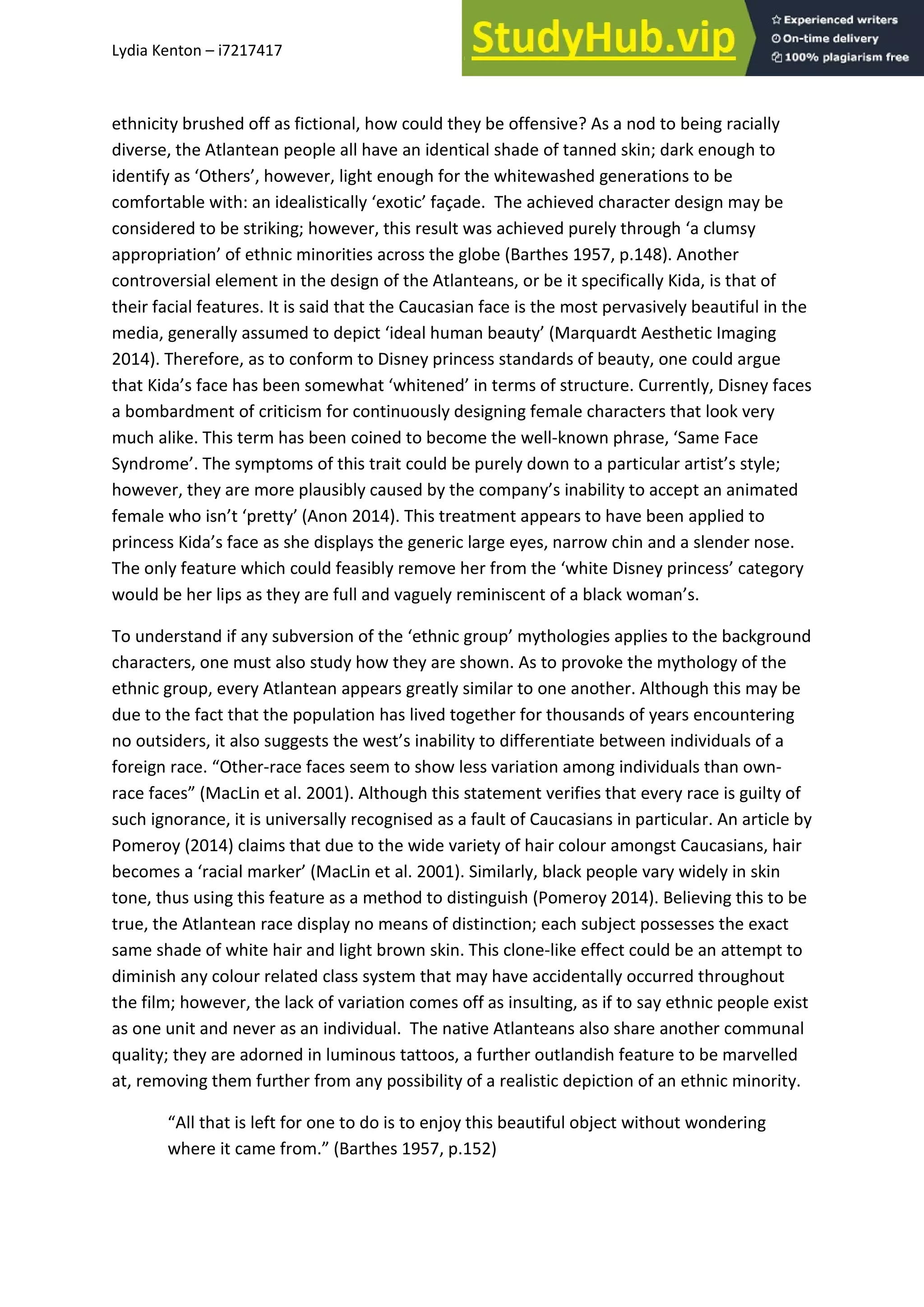 Analysing Walt Disney S Atlantis The Lost Empire In Relation To Barthes Discussion On ...