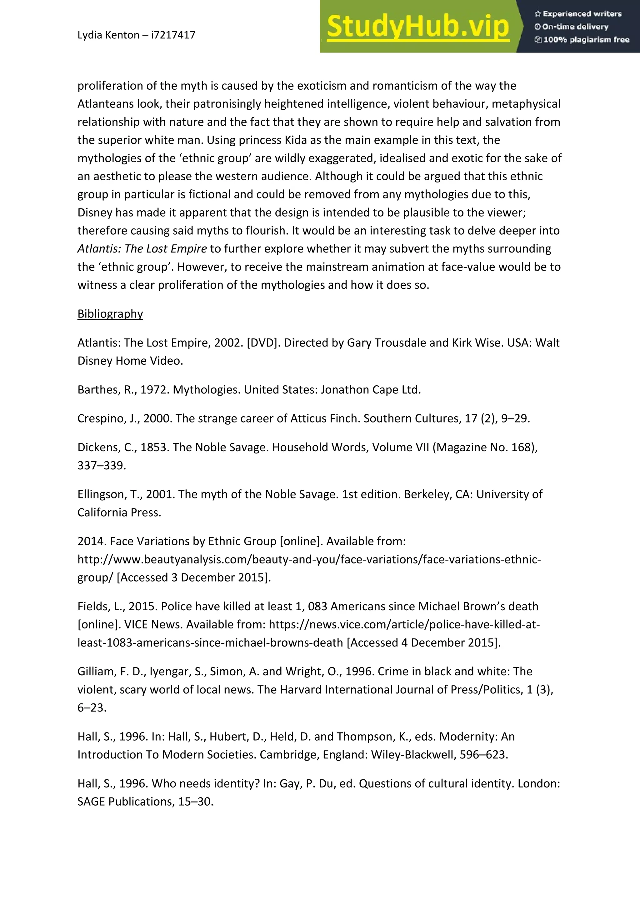 Analysing Walt Disney S Atlantis The Lost Empire In Relation To Barthes Discussion On ...