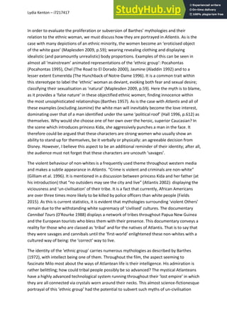 Analysing Walt Disney S Atlantis The Lost Empire In Relation To Barthes Discussion On ...