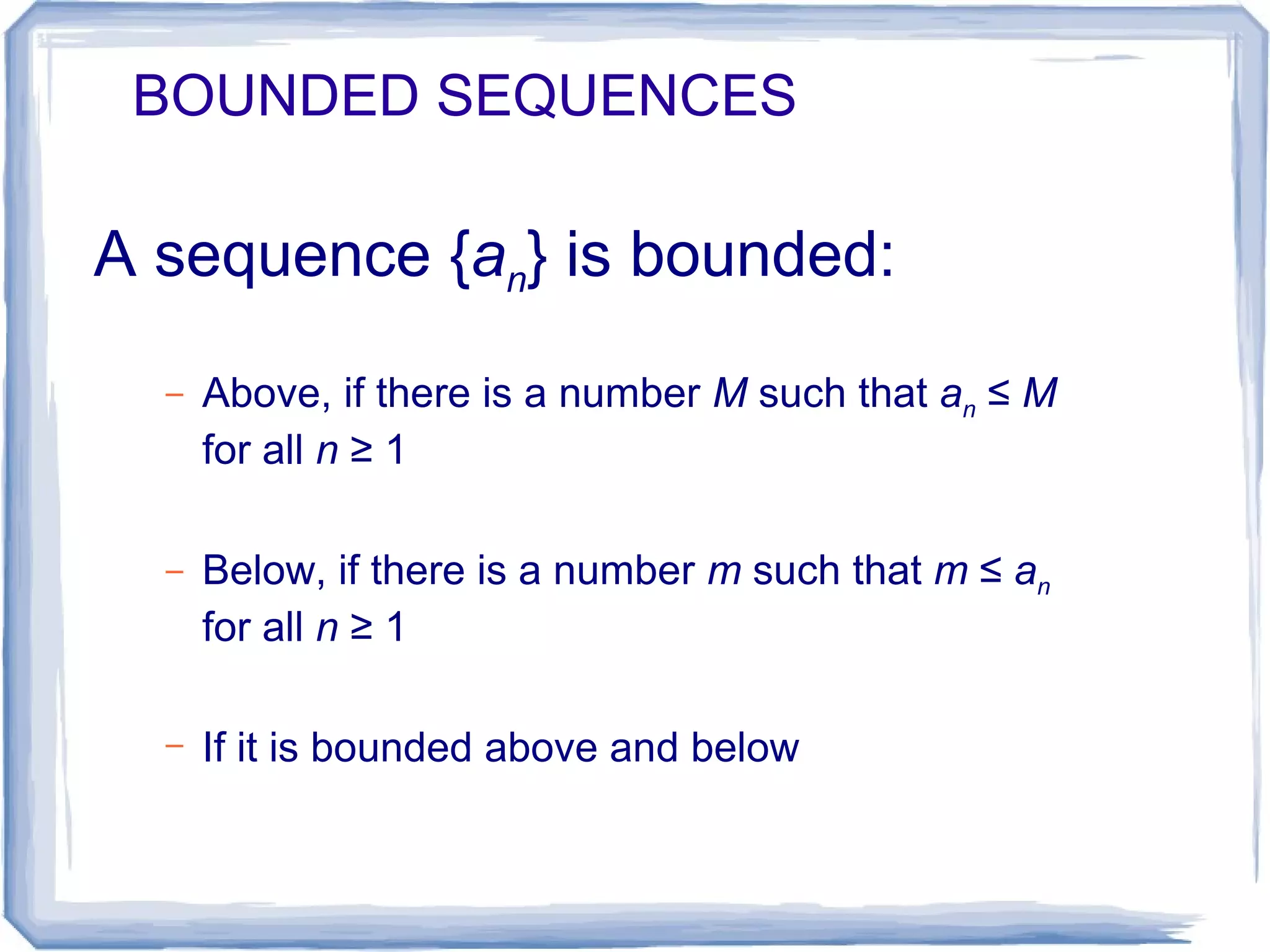 Analysis sequences and bounded sequences | ODP