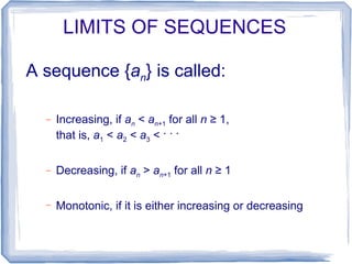 Analysis sequences and bounded sequences | ODP