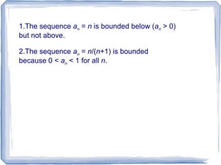 Analysis sequences and bounded sequences | ODP