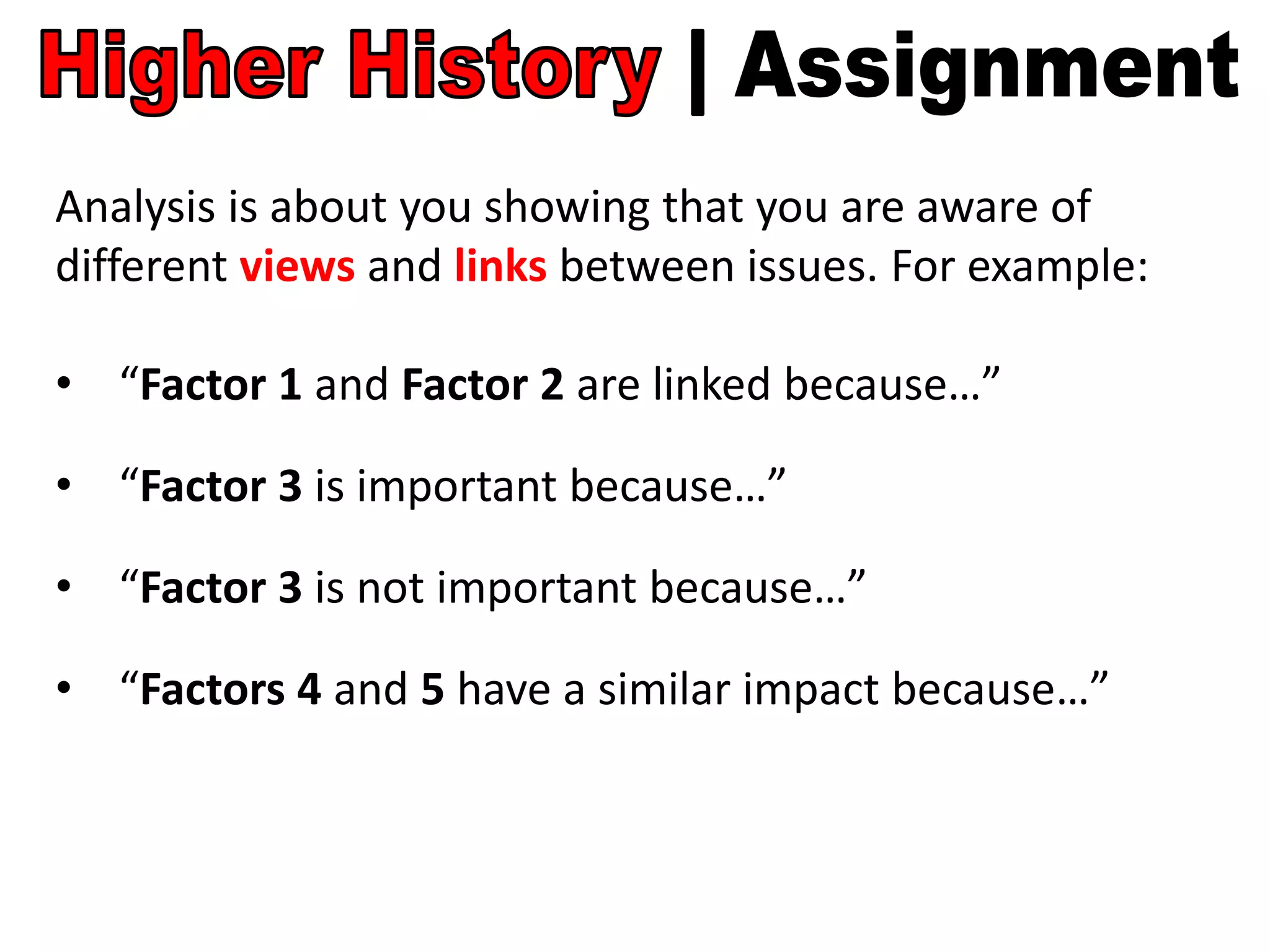 Higher History assignment - Analysis | PPT