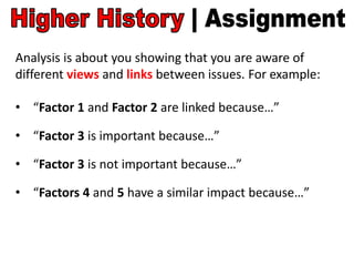 Higher History assignment - Analysis | PPT