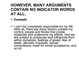 Analysis - Intro to Arguments | PPT