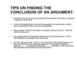 Analysis - Intro to Arguments | PPT