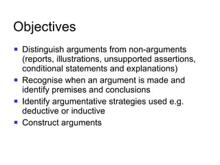 Analysis - Intro to Arguments | PPT