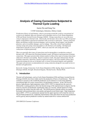 Analysis of Casing Connections Subjected to Thermal Cycle Loading | PDF ...