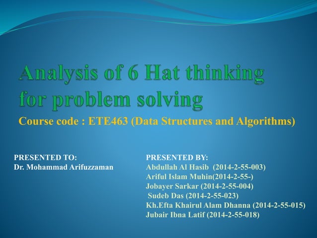 Analysis of-6-hat-thinking-for-problem-solving | PPT