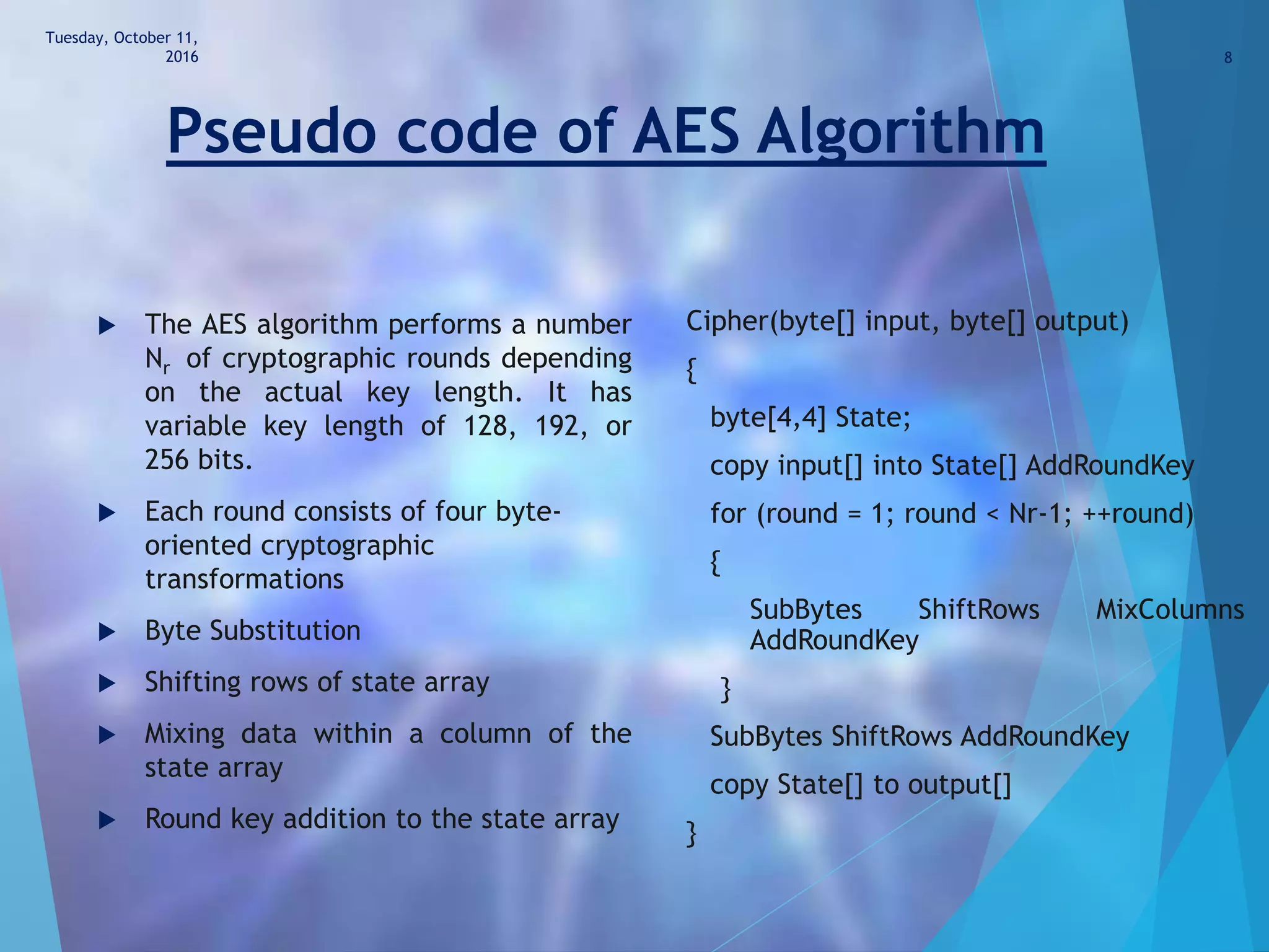 Analysis Of Security Algorithms In Cloud Computing Autosaved Ppt