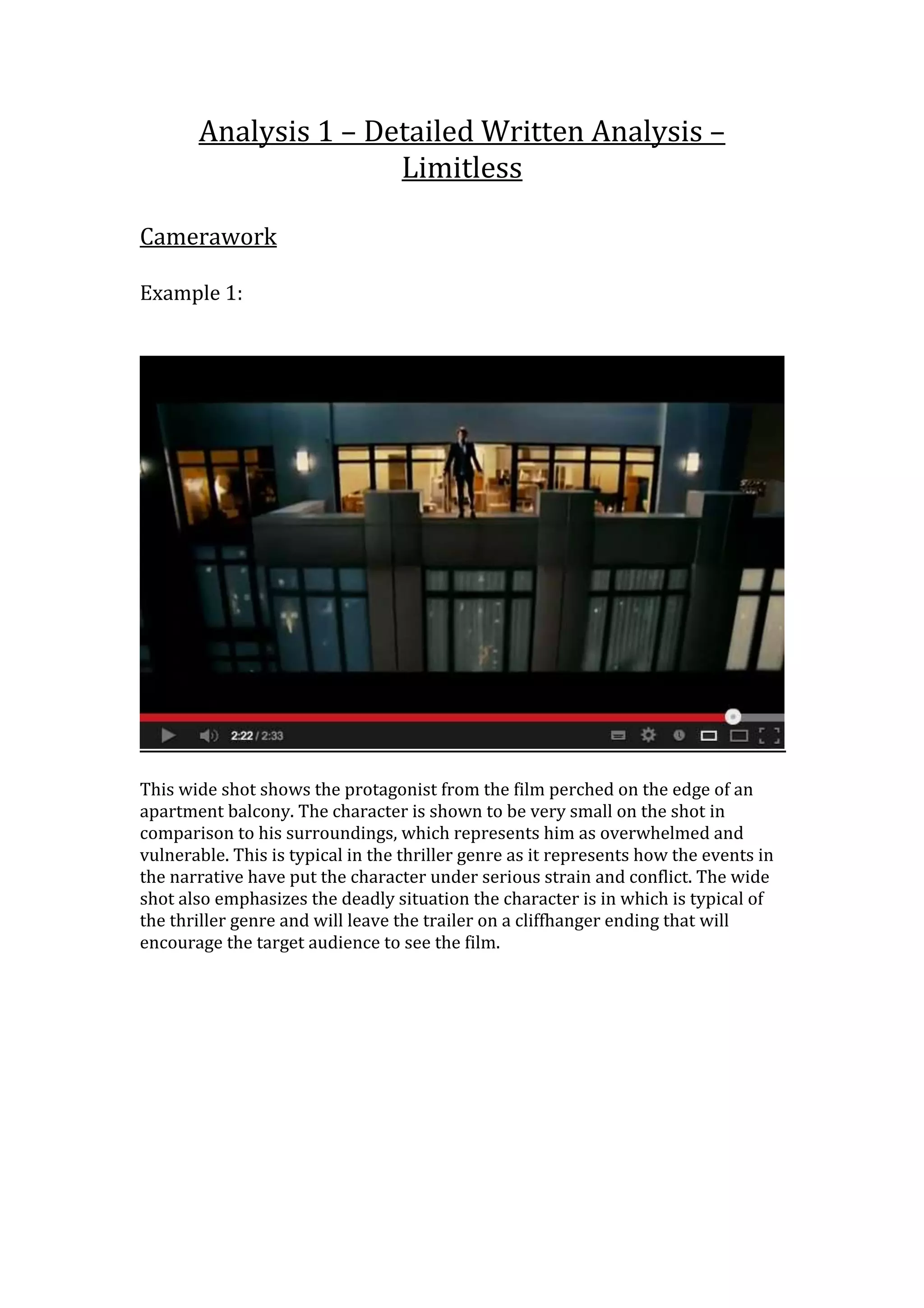 Analysis 1 - Detailed Written Analysis - Limitless | PDF