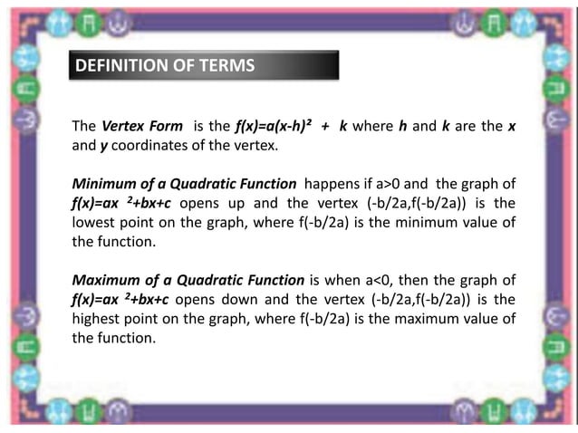 QUADRATIC FUNCTIONS | PPT | Free Download