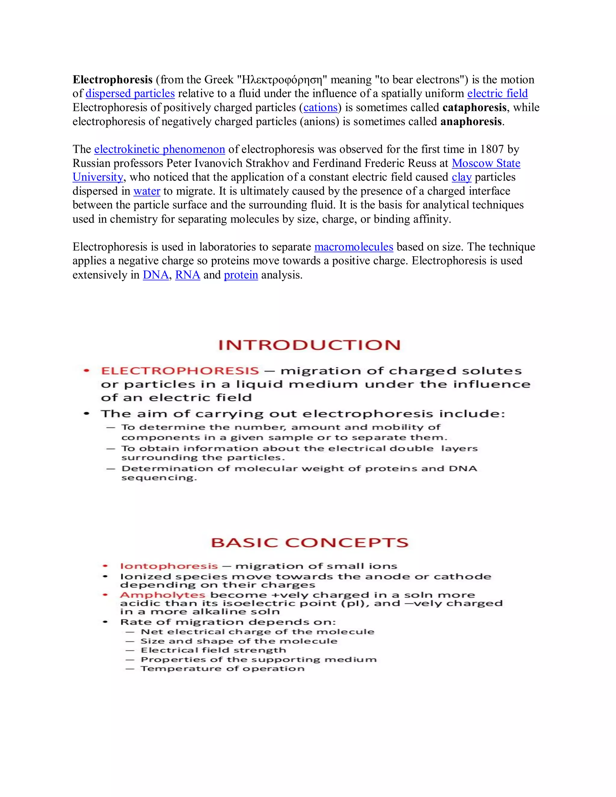Electrophoresis | PDF
