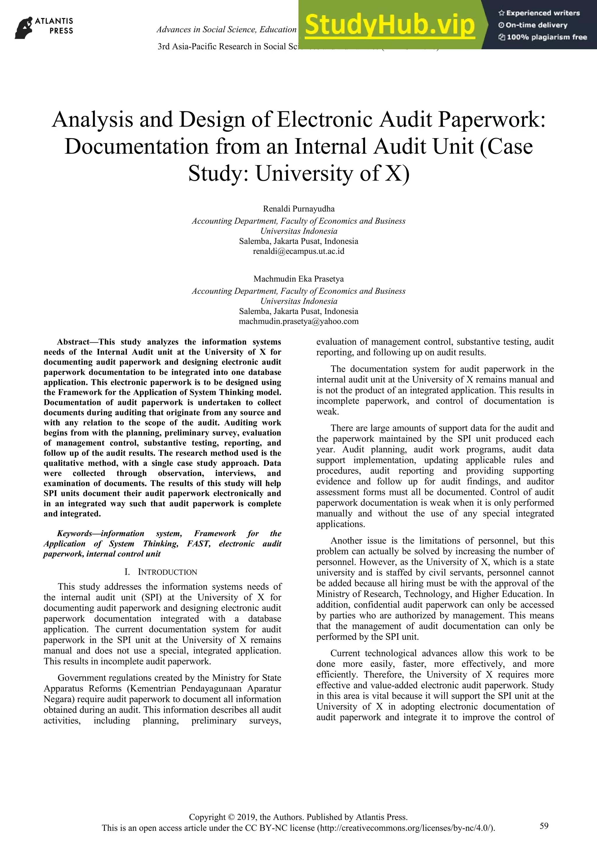 Analysis And Design Of Electronic Audit Paperwork Documentation From An ...