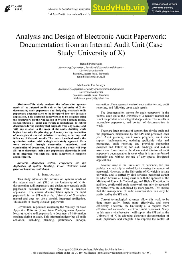 Analysis And Design Of Electronic Audit Paperwork Documentation From An ...