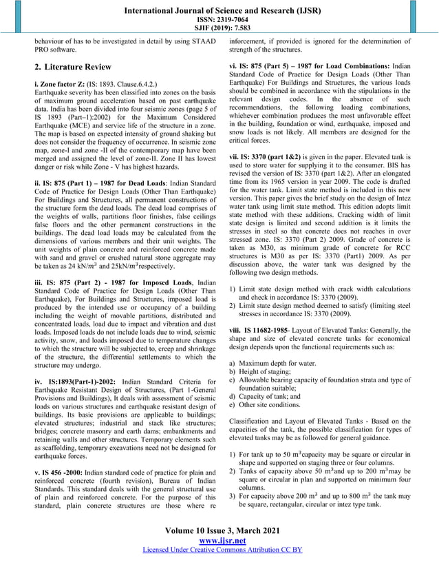Analysis and Design of Elevated Intez Water Tank based on Normal Frame ...