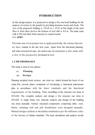 Analysis and design of five star hotel | DOCX