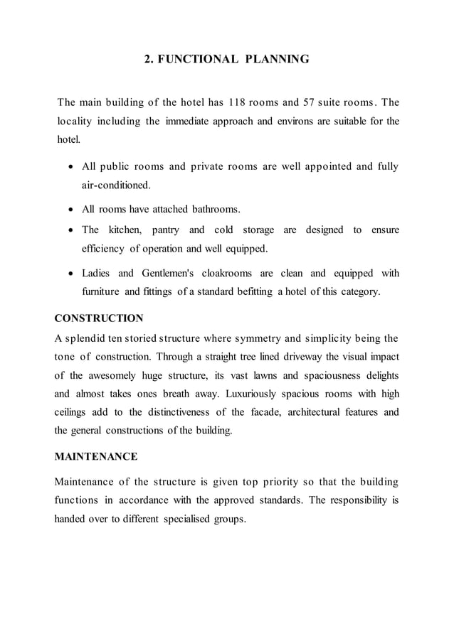 Analysis and design of five star hotel | DOCX | Hotels and Motels ...