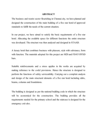 Analysis and design of five star hotel | DOCX