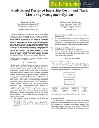 Analysis And Design Of Internship Report And Thesis Mentoring ...