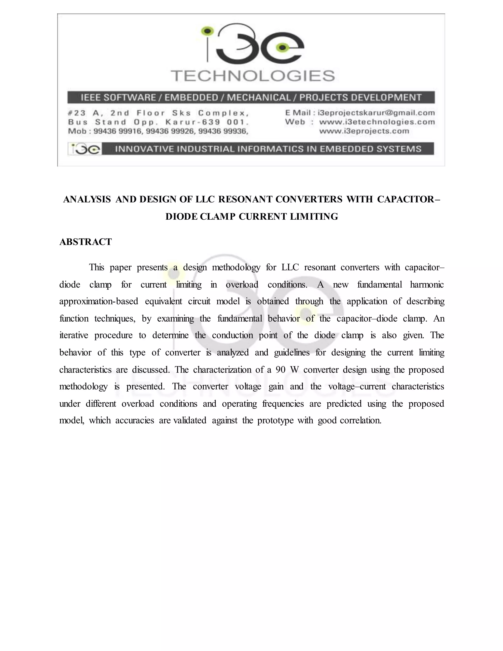Analysis and design of llc resonant converters with capacitor–diode ...