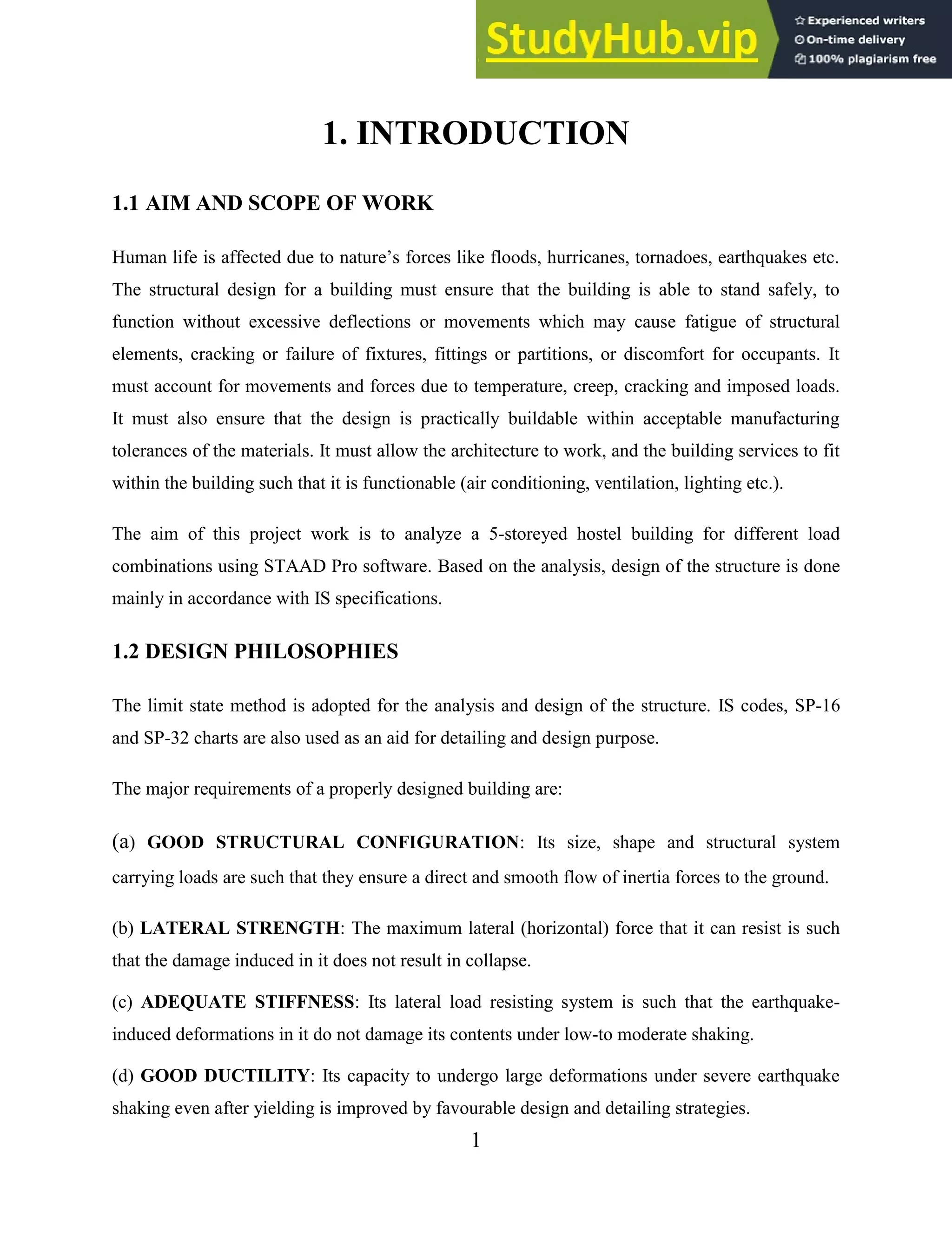 Analysis And Design Of Multi-Storeyed Building Using STAAD PRO | PDF