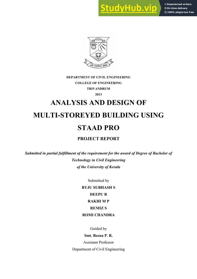 Analysis And Design Of Multi-Storeyed Building Using STAAD PRO | PDF ...