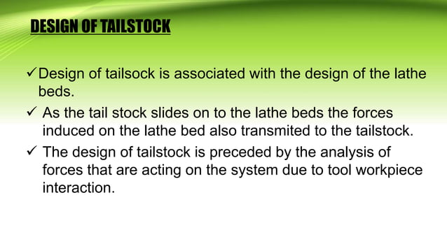 Analysis and design of tail stock assembly | PPTX | Woodworking | Arts ...