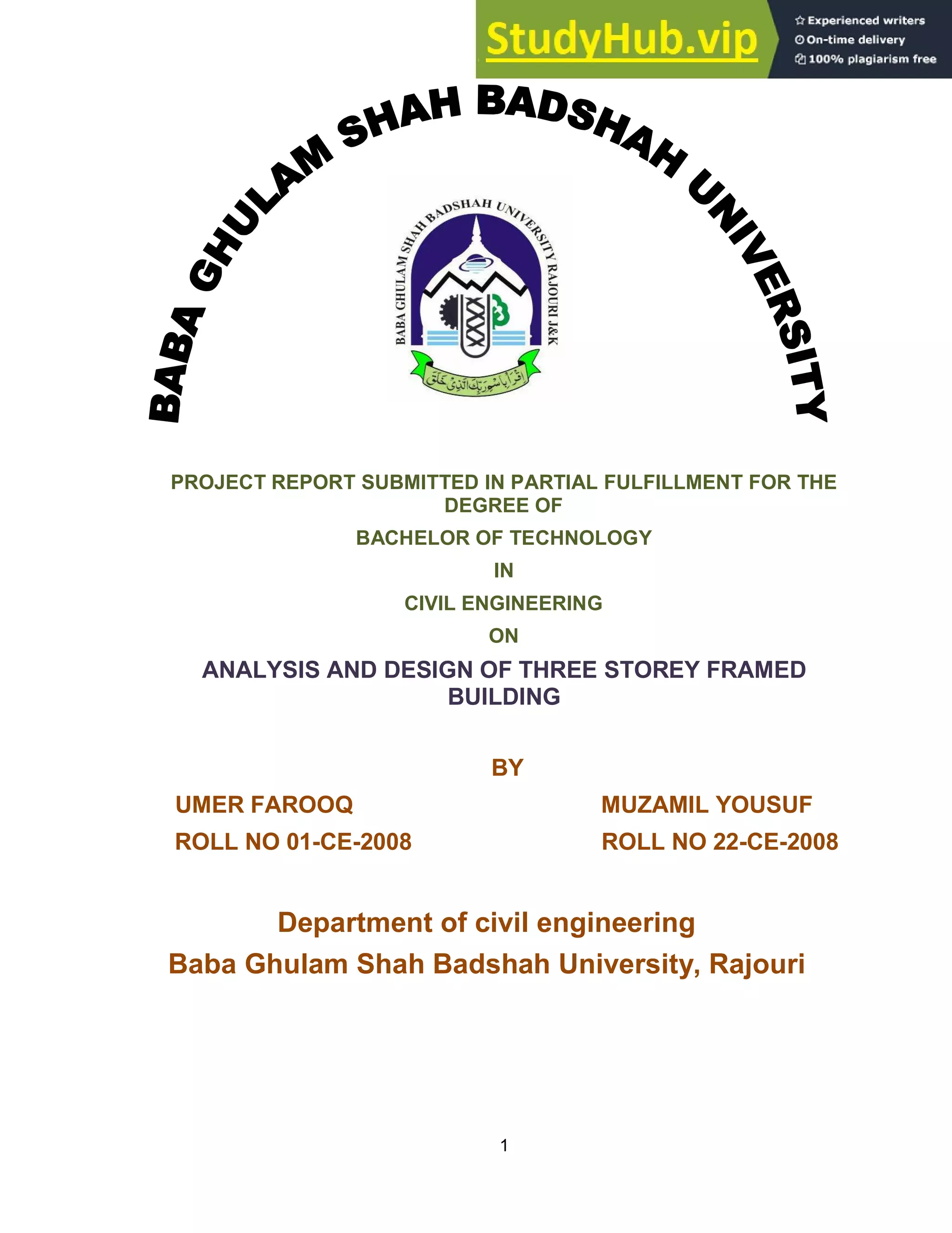 ANALYSIS AND DESIGN OF THREE STOREY FRAMED BUILDING | PDF