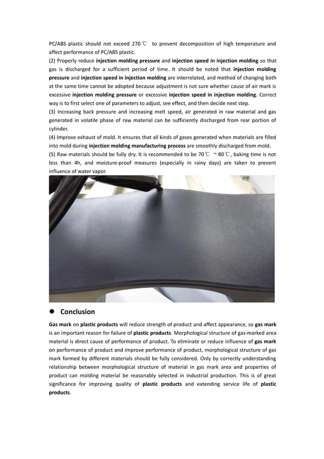 Analysis and elimination of gas mark in plastic pr | PDF | Chemistry ...
