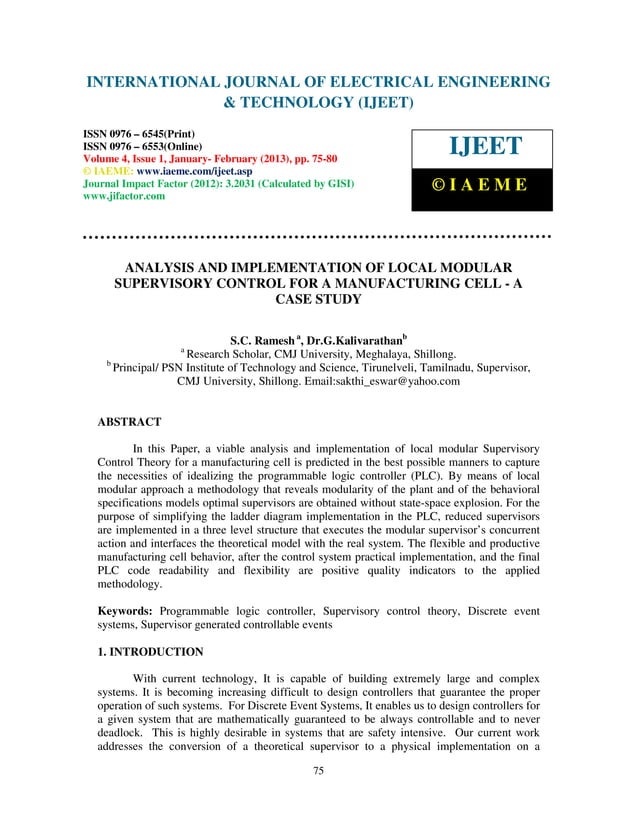 Analysis and implementation of local modular supervisory control for | PDF | Programming ...