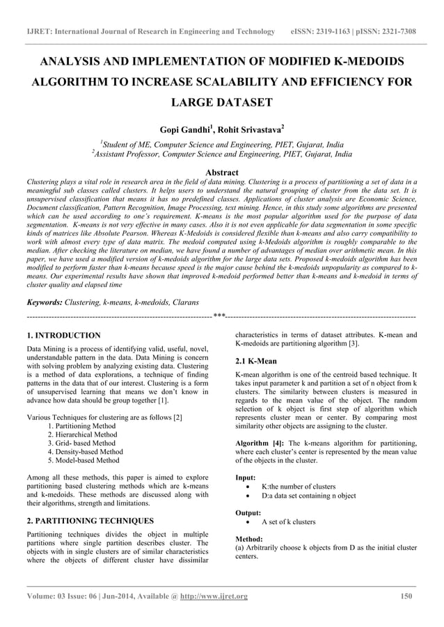 Analysis and implementation of modified k medoids | PDF