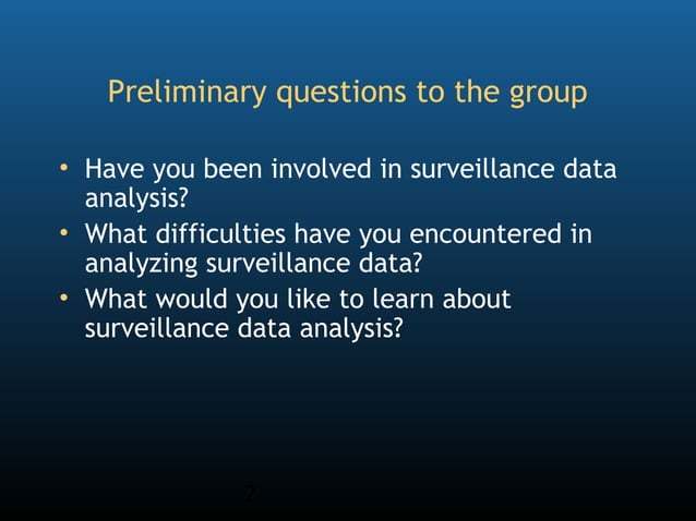 Analysis And Interpretation Of Surveillance Data