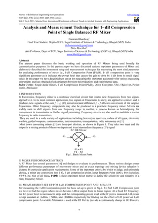 Analysis and measurement technique for 1 d b compression point of single balanced rf mixer | PDF