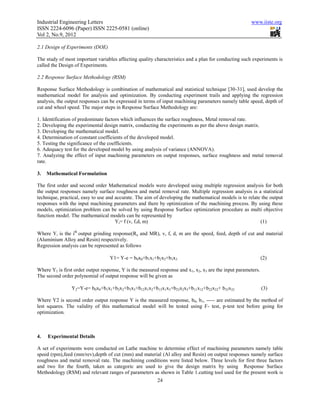 Analysis and optimization of machining process parameters | PDF | Business Accounting & Finance ...