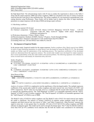 Analysis and optimization of machining process parameters | PDF | Business Accounting & Finance ...