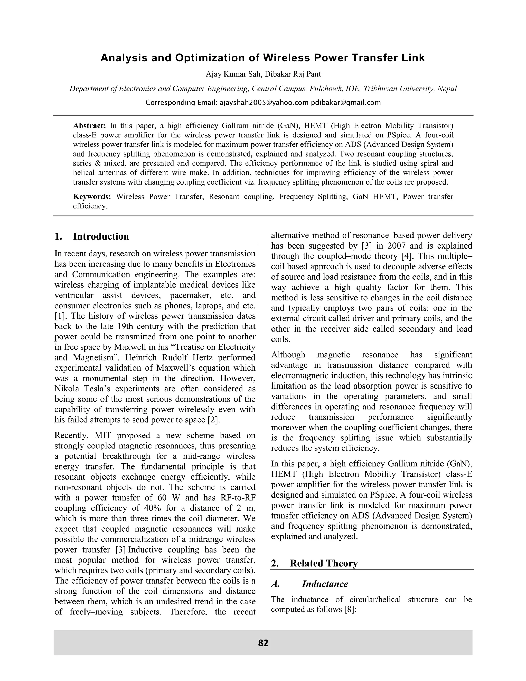 Analysis and optimization of wireless power transfer link | PDF